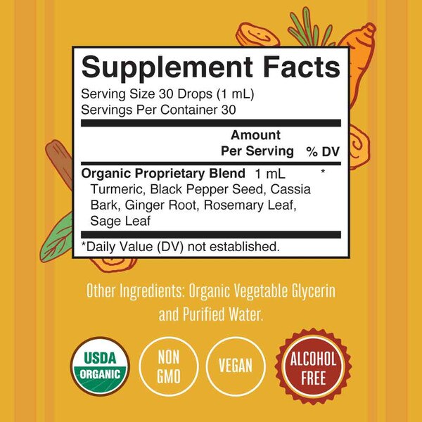 Organic Turmeric Gold Herbal Blend Liquid Drops | MaryRuth's Wholesale