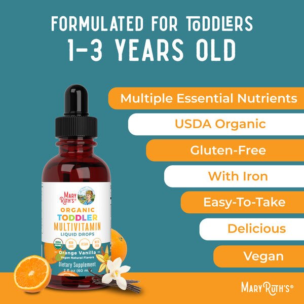 Organic Toddler Multivitamin Liquid Drops With Iron | MaryRuth's Wholesale